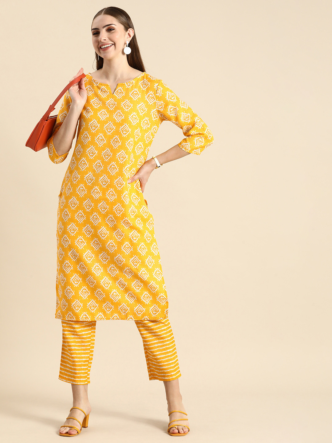 Buy Anouk Women Ethnic Motifs Printed Regular Kurta With Trousers ...