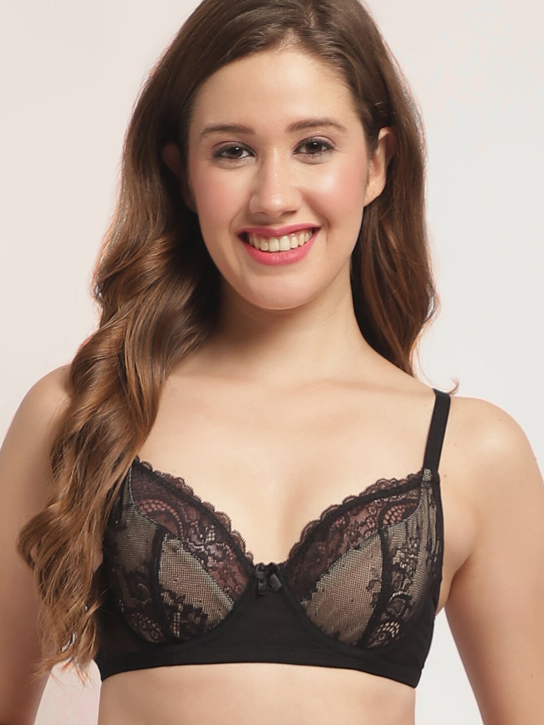 Buy Erotissch Black Floral Lace Non Padded All Day Comfort Underwired