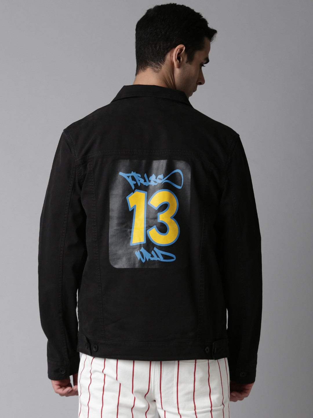 Buy Breakbounce Men Black Denim Jacket With Patchwork - Jackets for Men ...