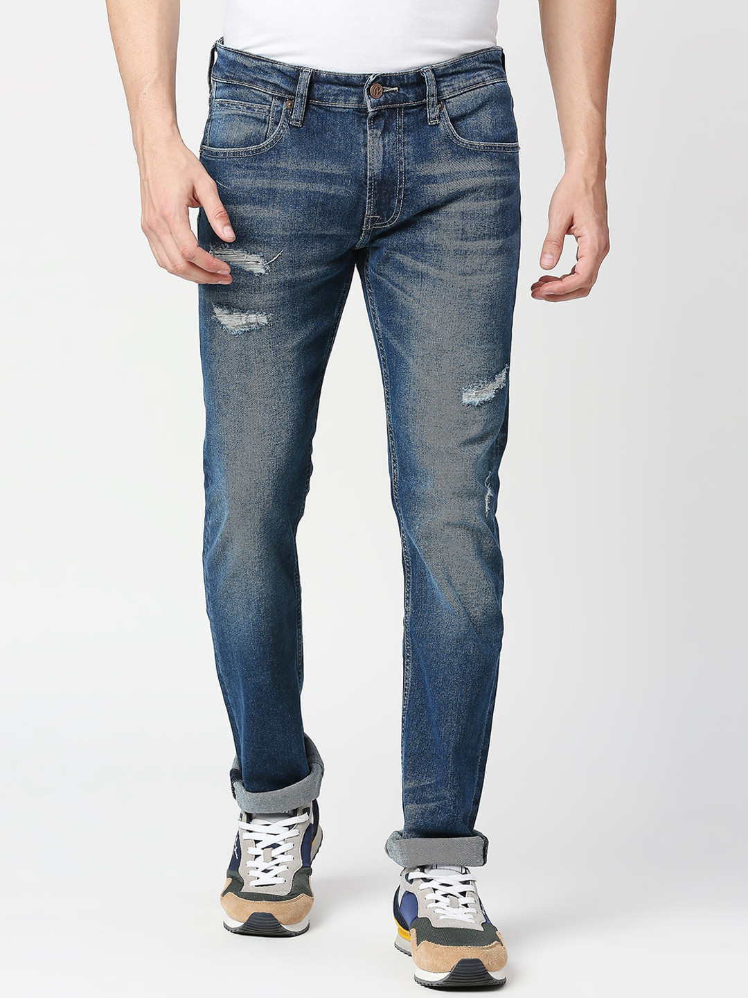 Buy Pepe Jeans Men Comfort Slim Fit Low Distress Heavy Fade Jeans ...