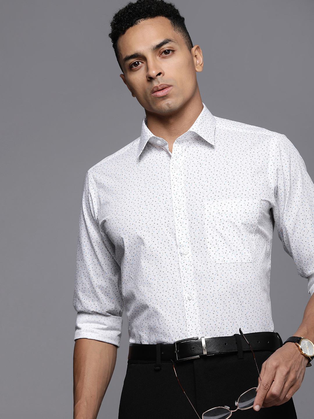 Buy Raymond Pure Cotton Slim Fit Printed Formal Shirt - Shirts for Men ...