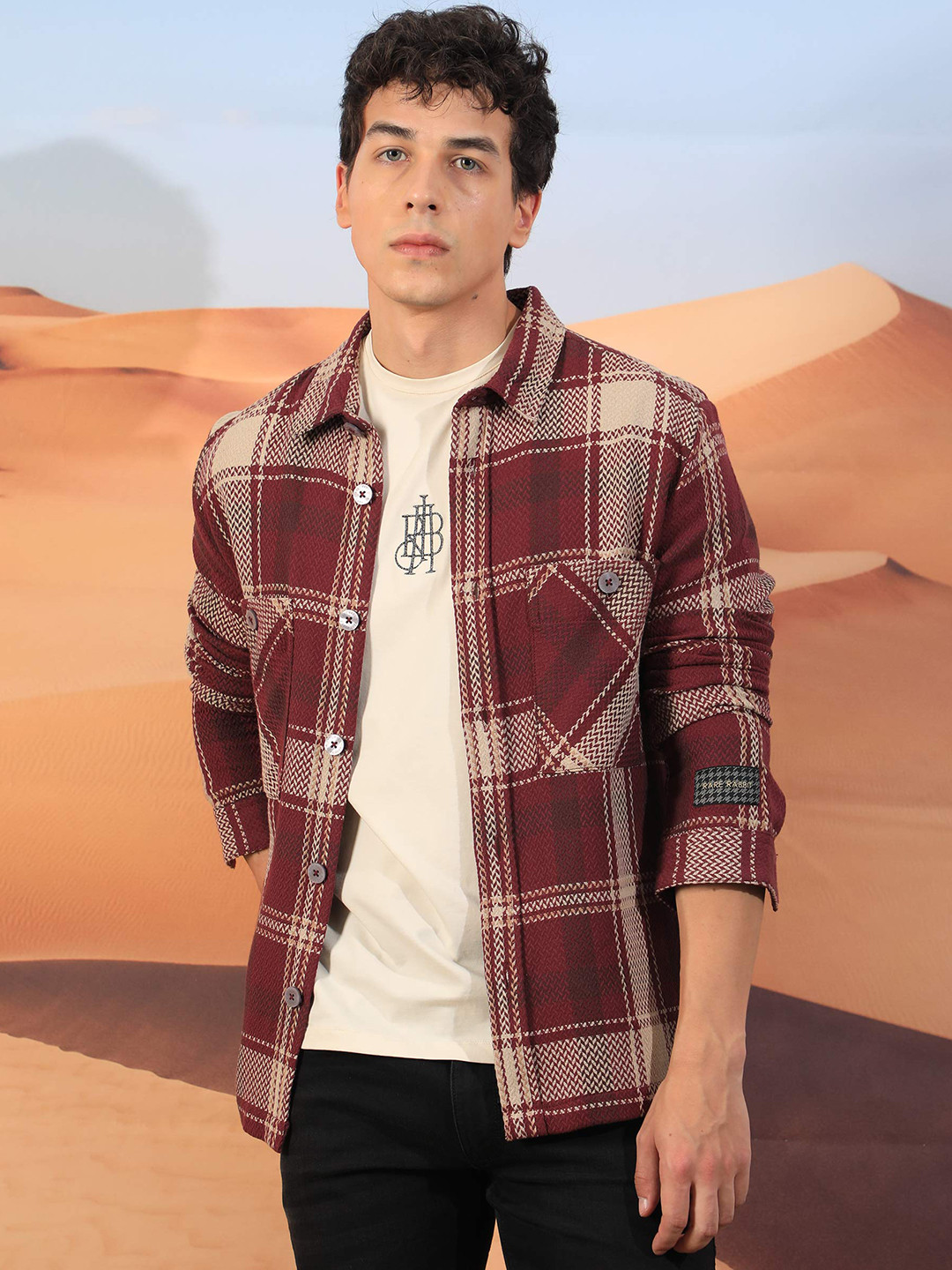 Buy RARE RABBIT Men Hunter Tailored Fit Tartan Checked Cotton Jacket ...