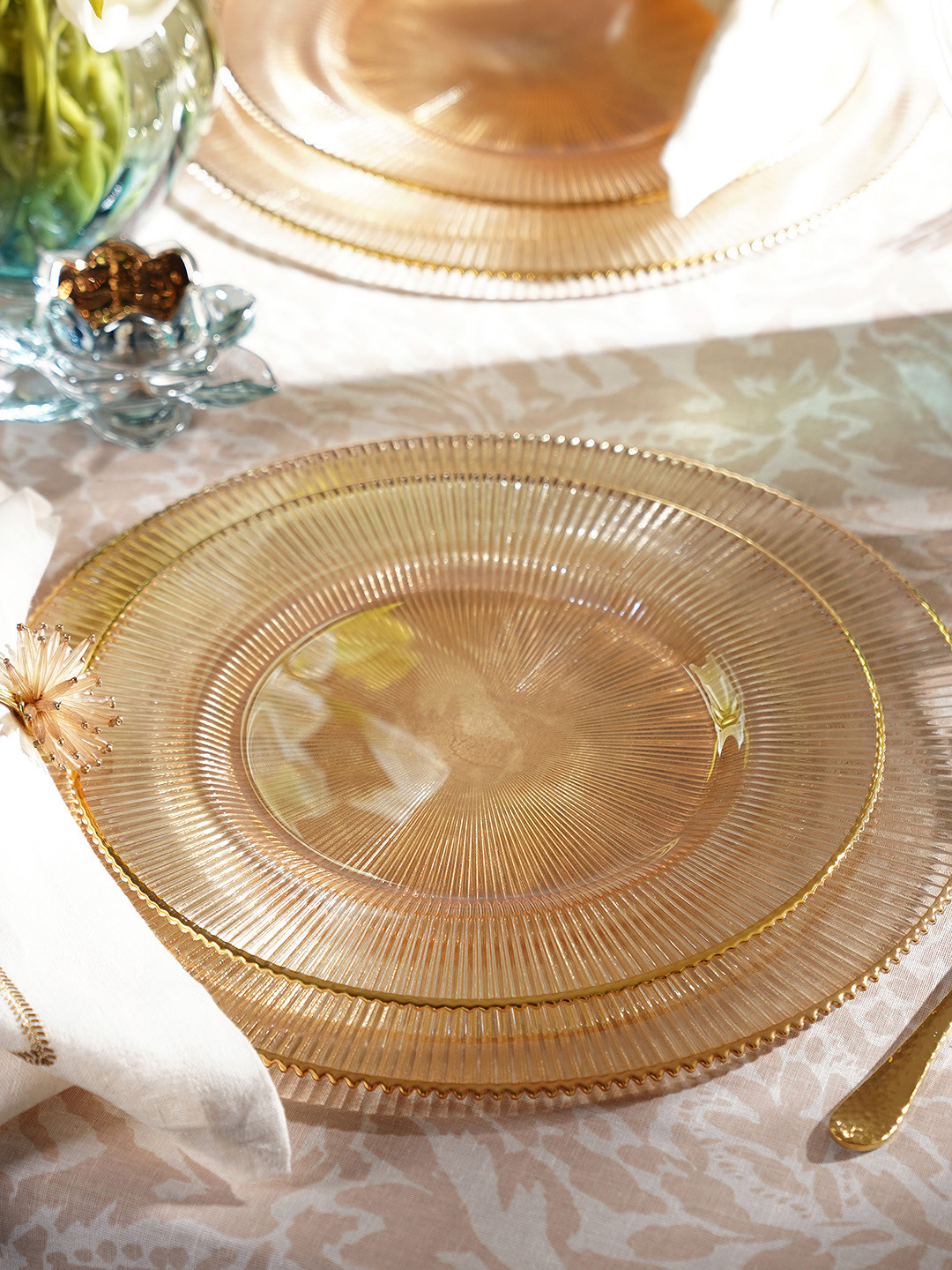 Buy Pure Home And Living Gold Toned 2 Pieces Textured Radial Glass ...