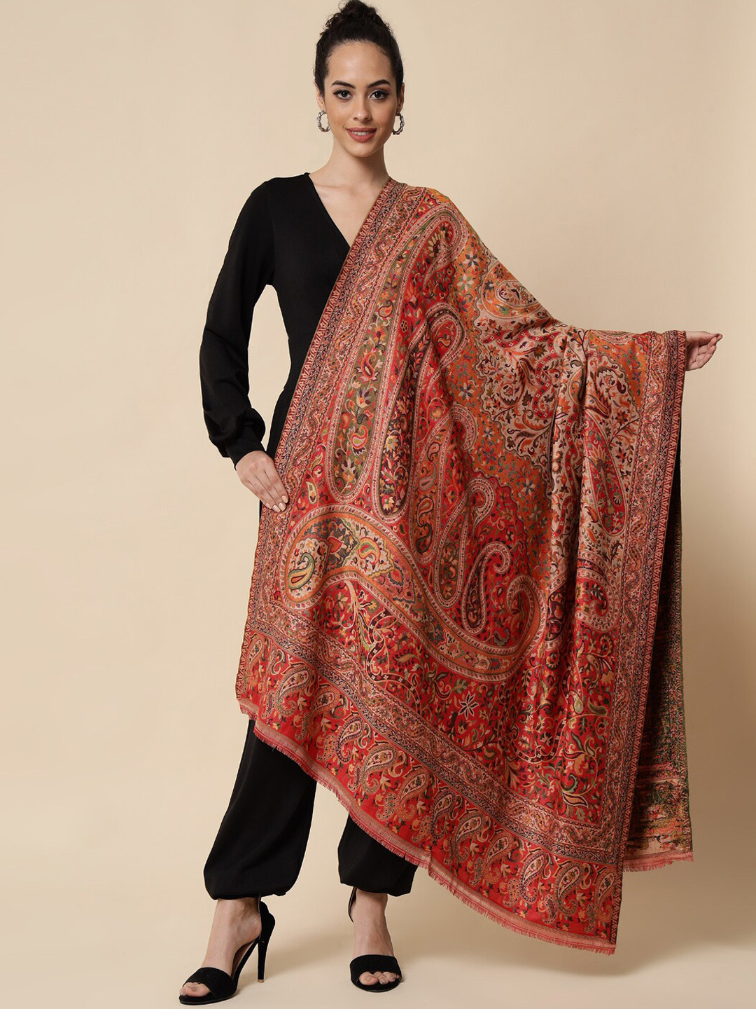 Buy Pashtush Women Abstract Woven Design Wool Shawl - Shawl for Women ...