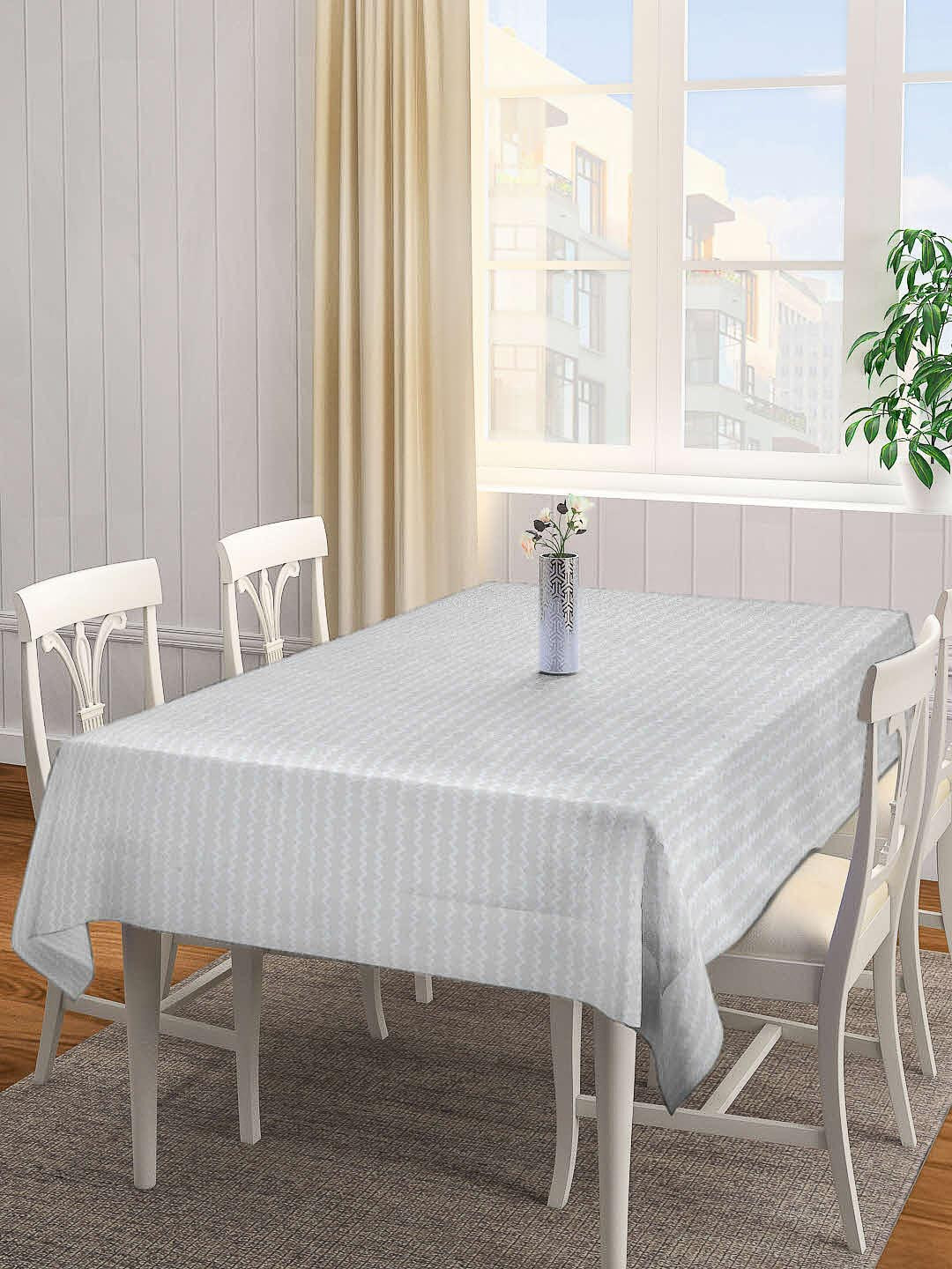 Buy Arrabi Grey Striped 8 Seater Table Cover - Table Covers for Unisex ...