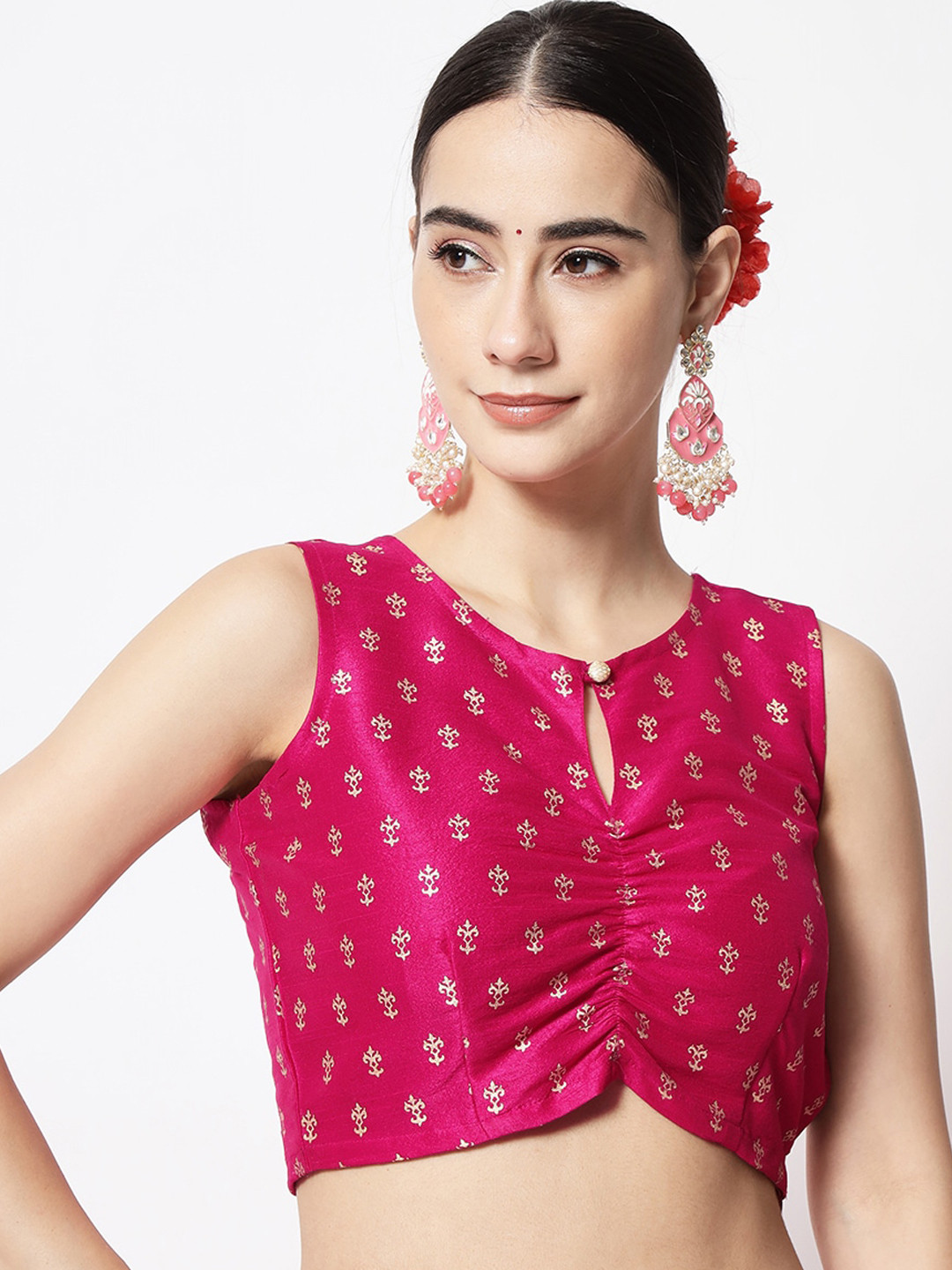 Buy Studio Rasa Block Printed Saree Blouse - Saree Blouse for Women ...
