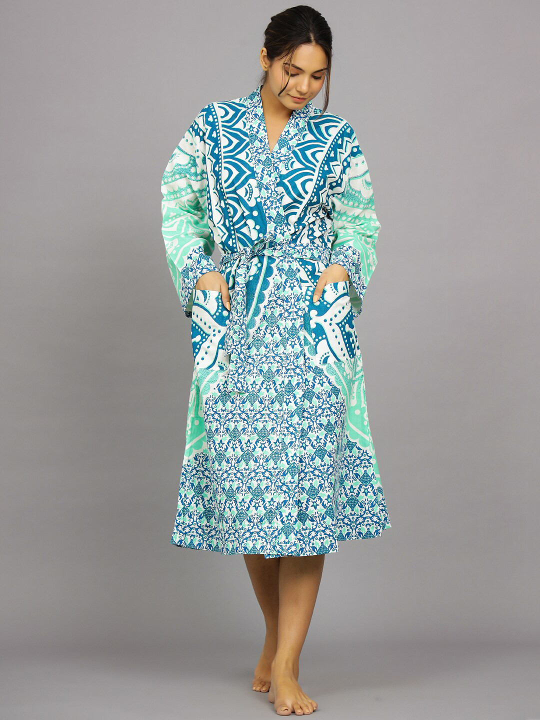 Buy HANDICRAFT PALACE Printed Cotton Bath Robe - Bath Robe for Women ...