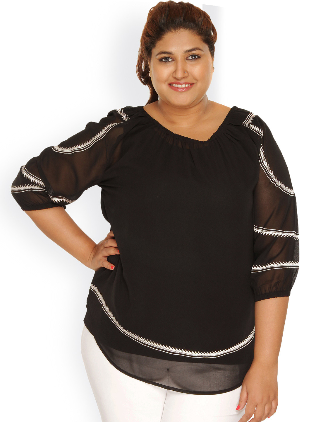 Buy ALL Plus Size Women Black Solid Top - Tops for Women 2266728 | Myntra