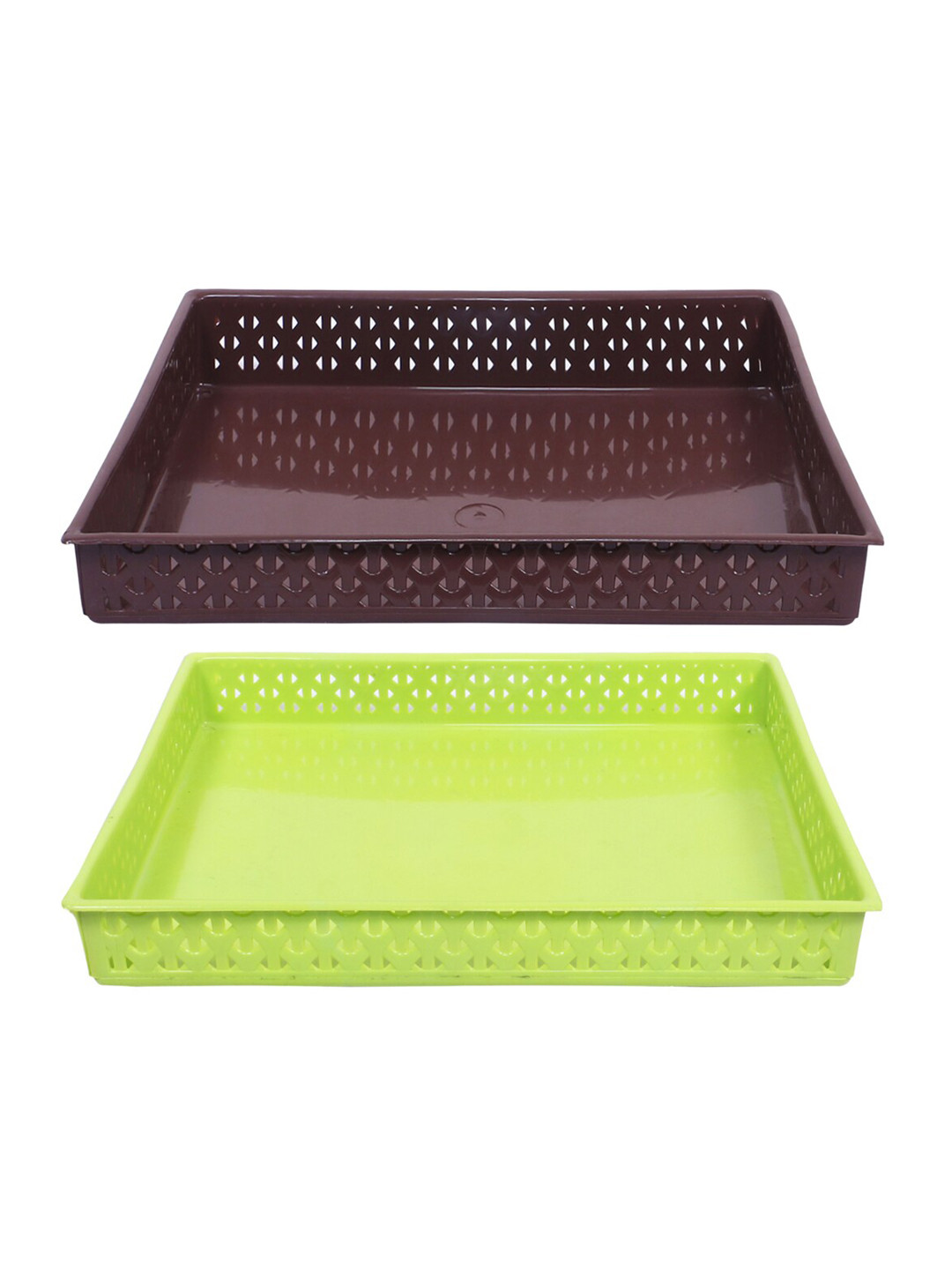 Buy Kuber Industries Brown & Green 2 Pieces Textured Versatile Plastic ...