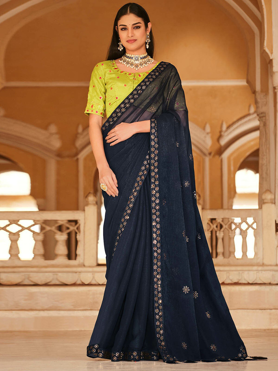 Buy ODETTE Sequin Embellished Saree - Sarees for Women 22669222 | Myntra