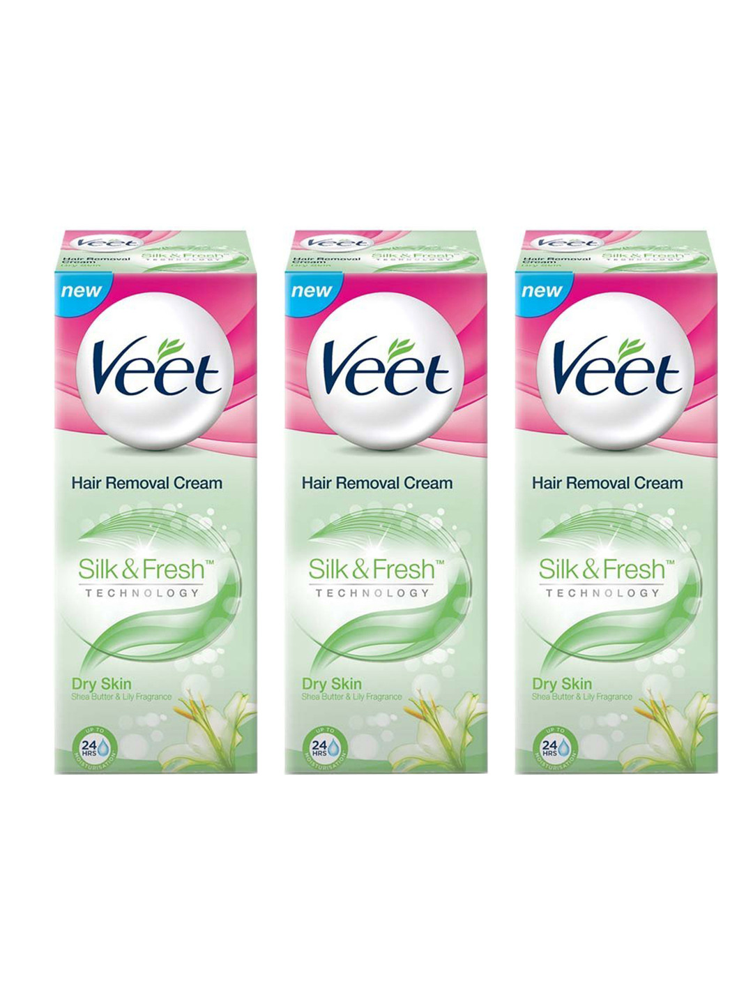 Buy Veet Women Set Of 3 Silk & Fresh Technology Hair Removal Cream For ...