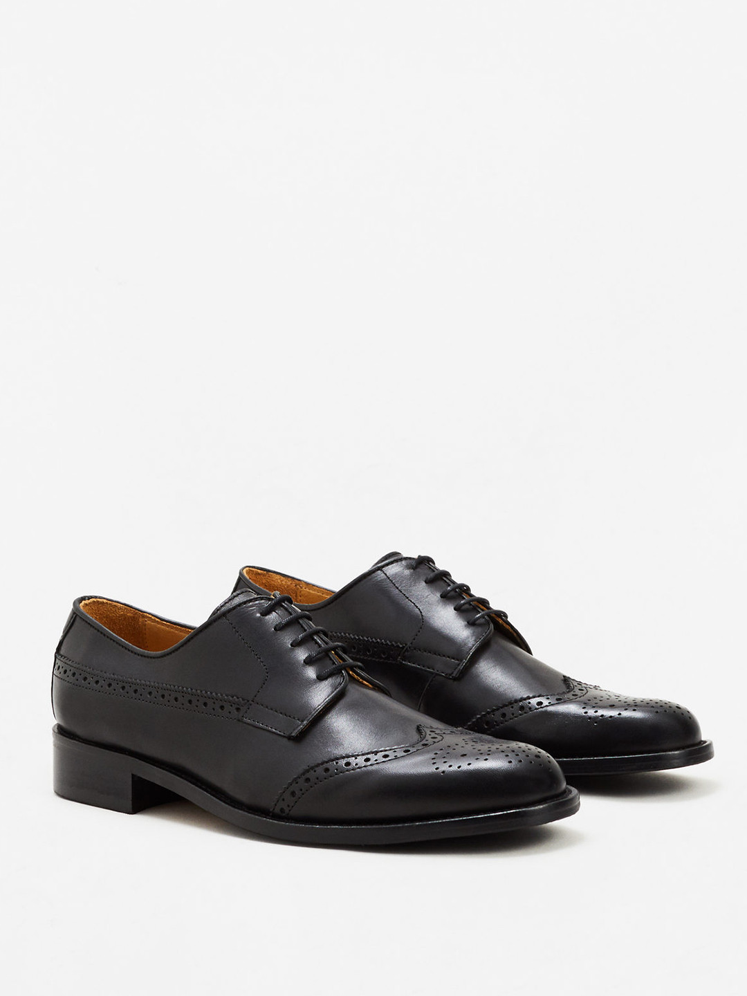 Buy MANGO MAN Black Leather Formal Brogues - Formal Shoes for Men ...