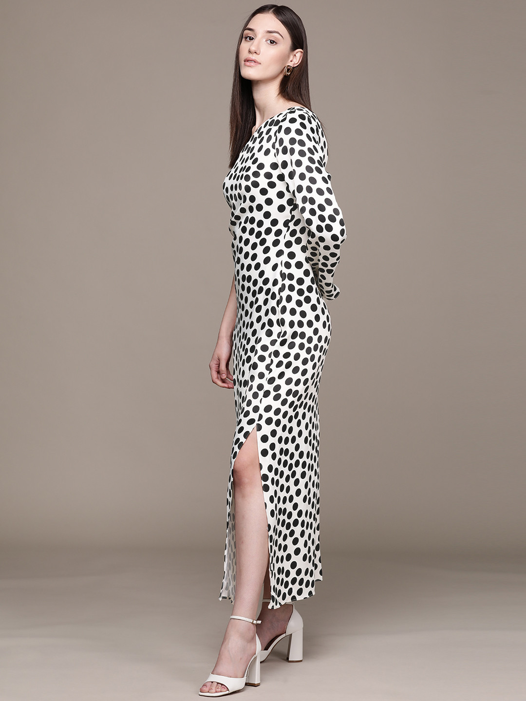 Buy MANGO Polka Dot Print One Shoulder Maxi Dress - Dresses for Women ...