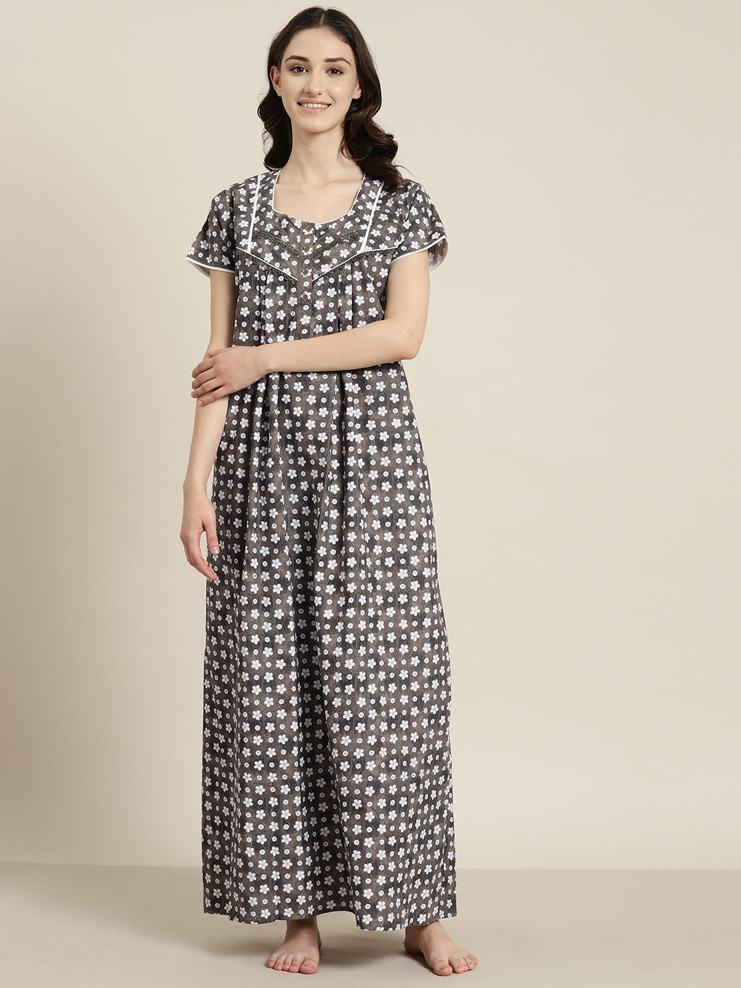 Buy SDL By Sweet Dreams Printed Maxi Nightdress - Nightdress for Women ...