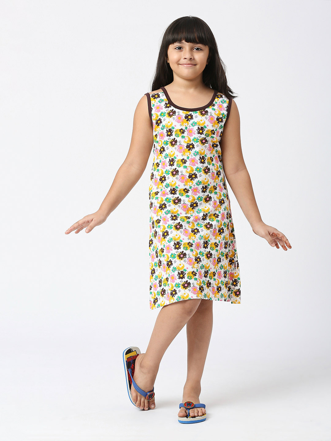 Buy SINI MINI Girls Floral Printed Pure Cotton Nightdress - Nightdress ...