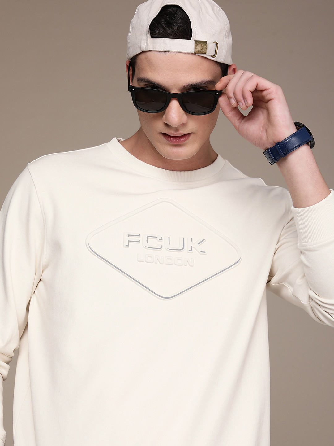 Buy FCUK Round Neck Brand Logo Embossed Detail Sweatshirt - Sweatshirts ...