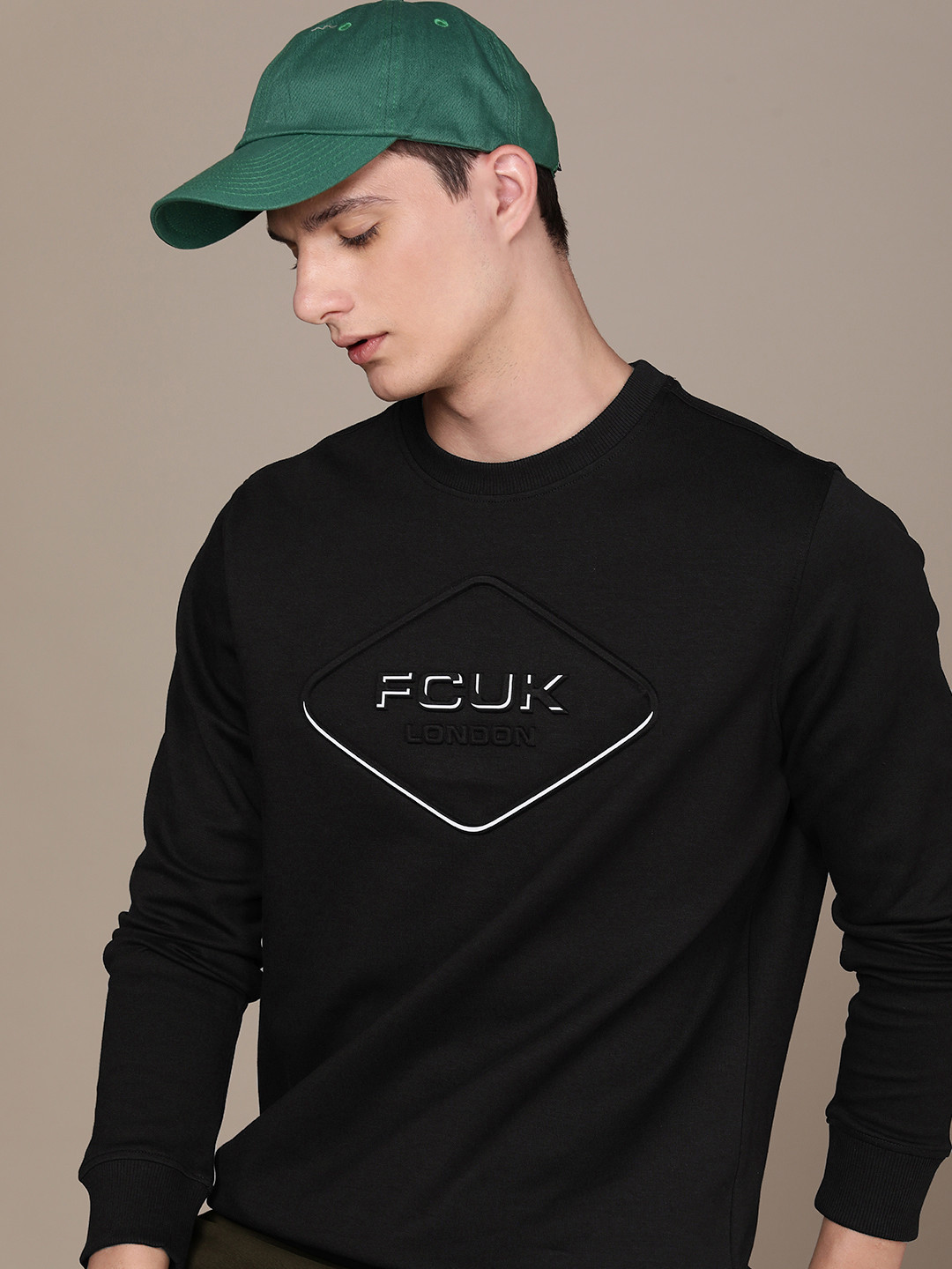 Buy FCUK Round Neck Brand Logo Embossed Detail Sweatshirt - Sweatshirts ...