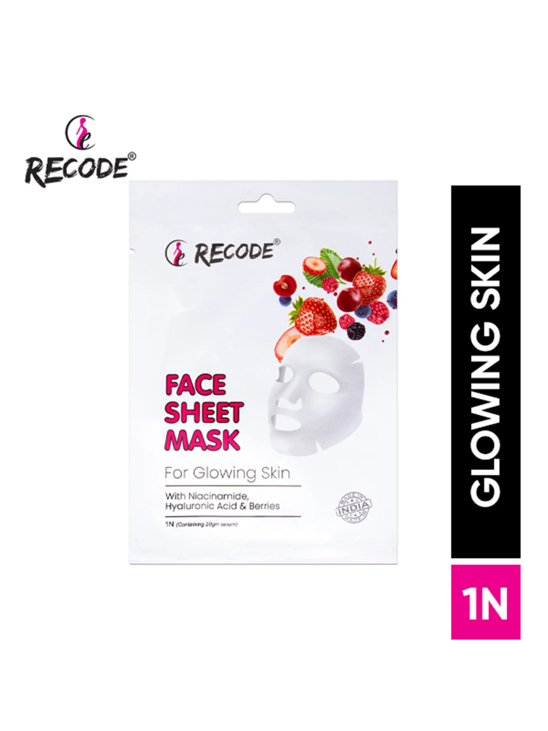 Buy Recode Glowing Skin Face Sheet Mask 20gm - Mask And Peel for Unisex 22682256 | Myntra