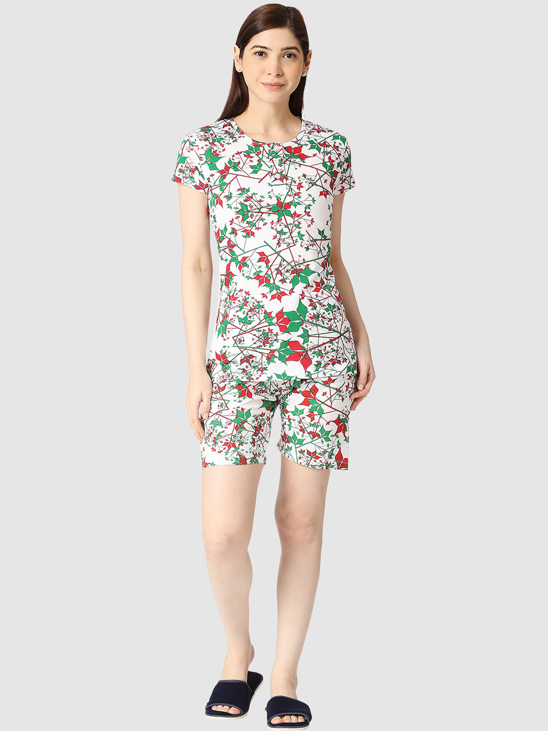 Buy Zebu Floral Printed Pure Cotton Night Suit - Night Suits for Women ...