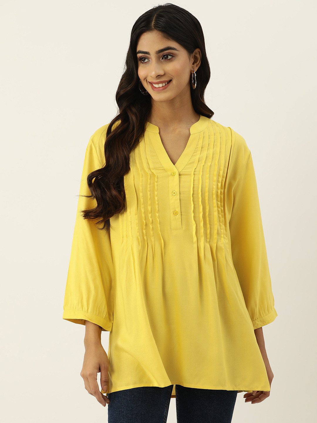 Buy IX IMPRESSION Mandarin Collar Longline Top - Tops for Women 22683458 | Myntra