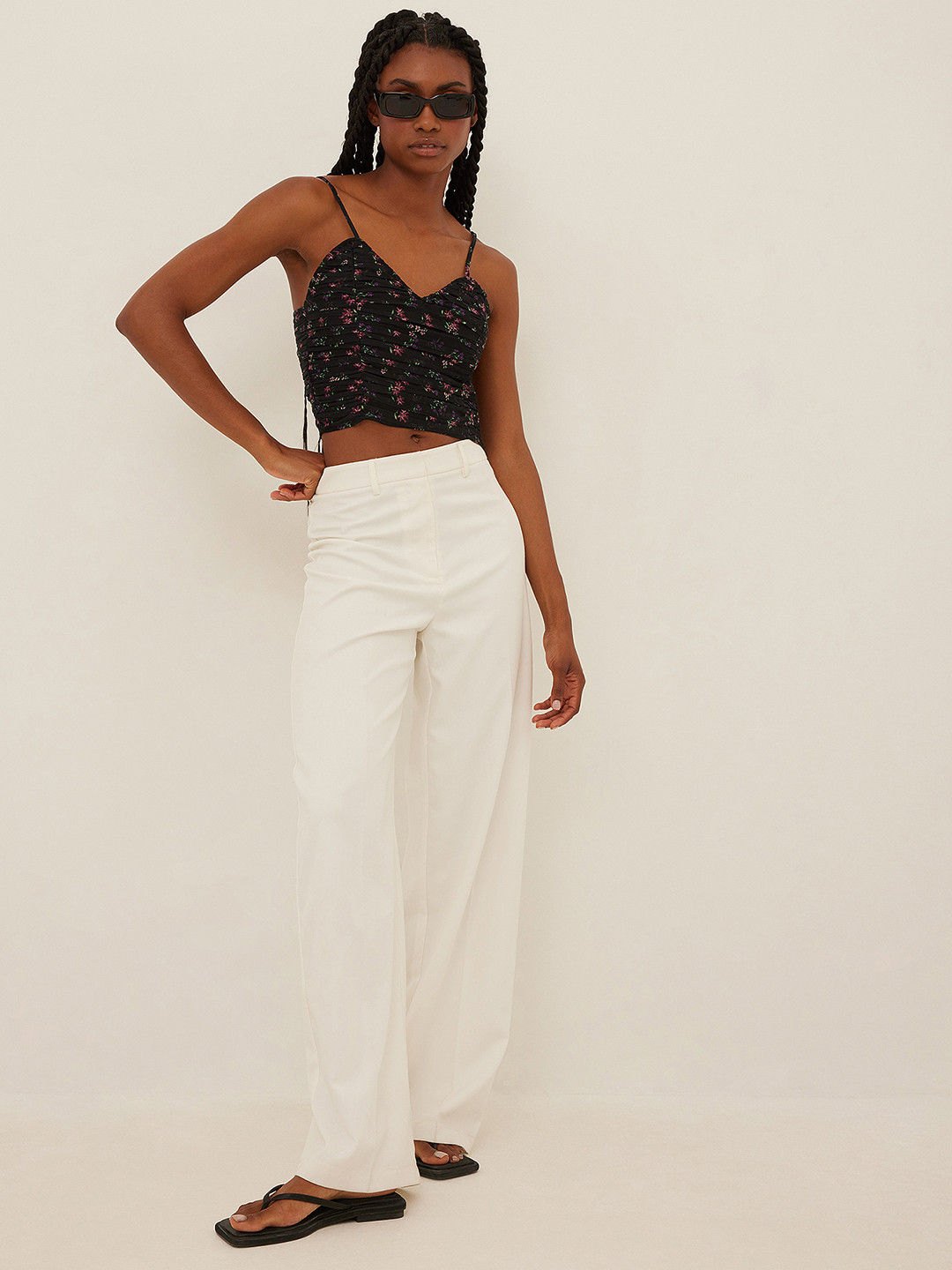 Buy NA KD Floral Print Ruched Crop Top - Tops for Women 22684122 | Myntra