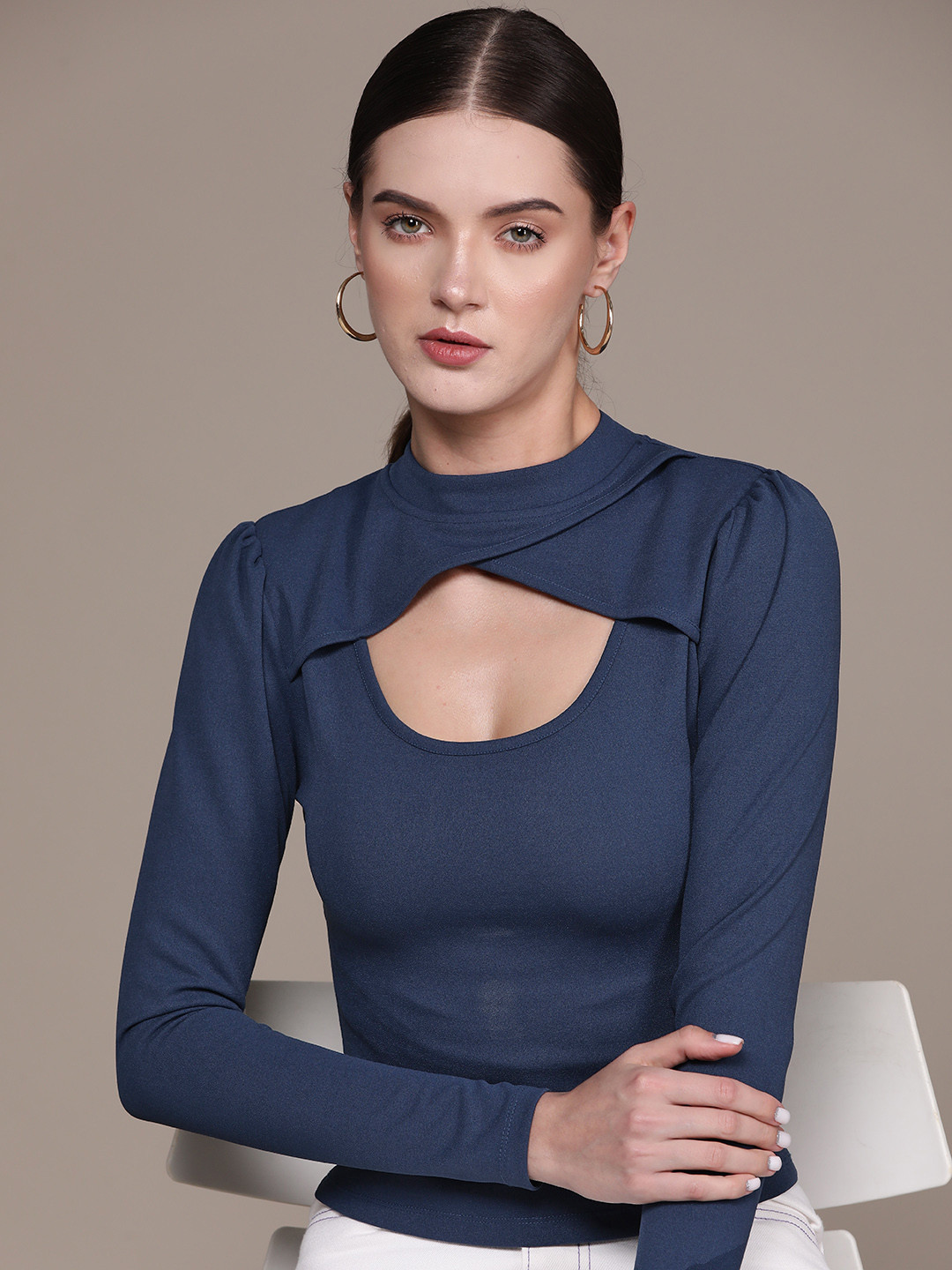 Buy Bebe Midnight Blue AM PM Cut Outs Top - Tops for Women 22685112 ...