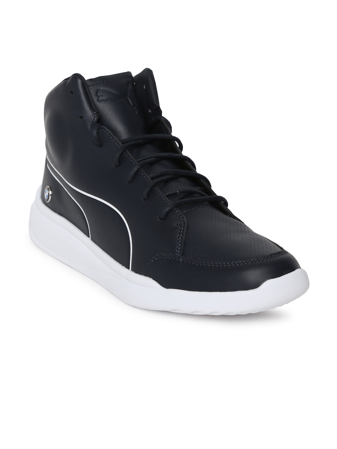 Buy PUMA Motorsport Men Navy Blue Printed Leather High Top Sneakers ...