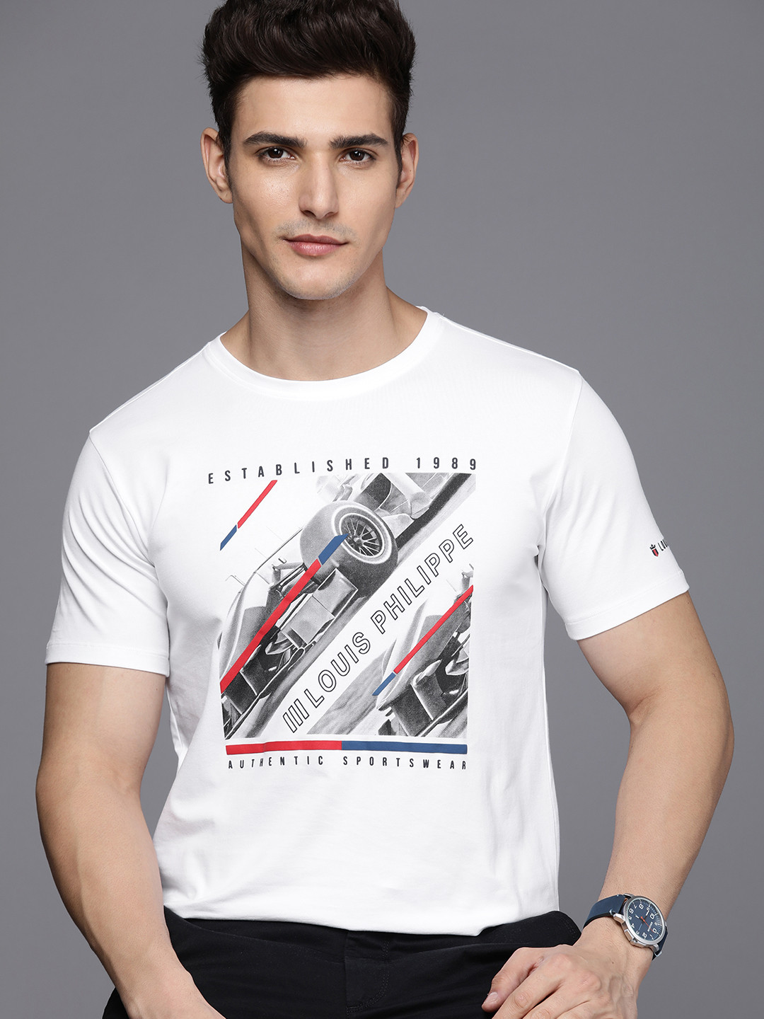 Buy Louis Philippe Ath.Work Men Graphic Printed Slim Fit T Shirt ...