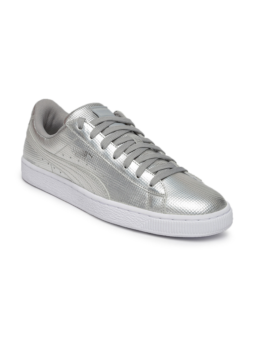Buy Puma Unisex Silver Toned Basket Classic Holographic Sneakers ...
