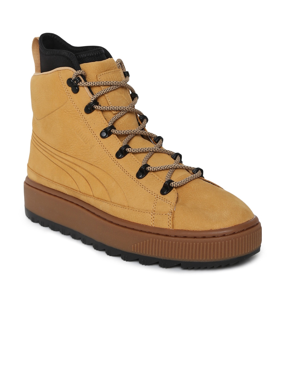Buy Puma Unisex Tan Solid Leather High Top The Ren NBK Taffy Flat Boots ...