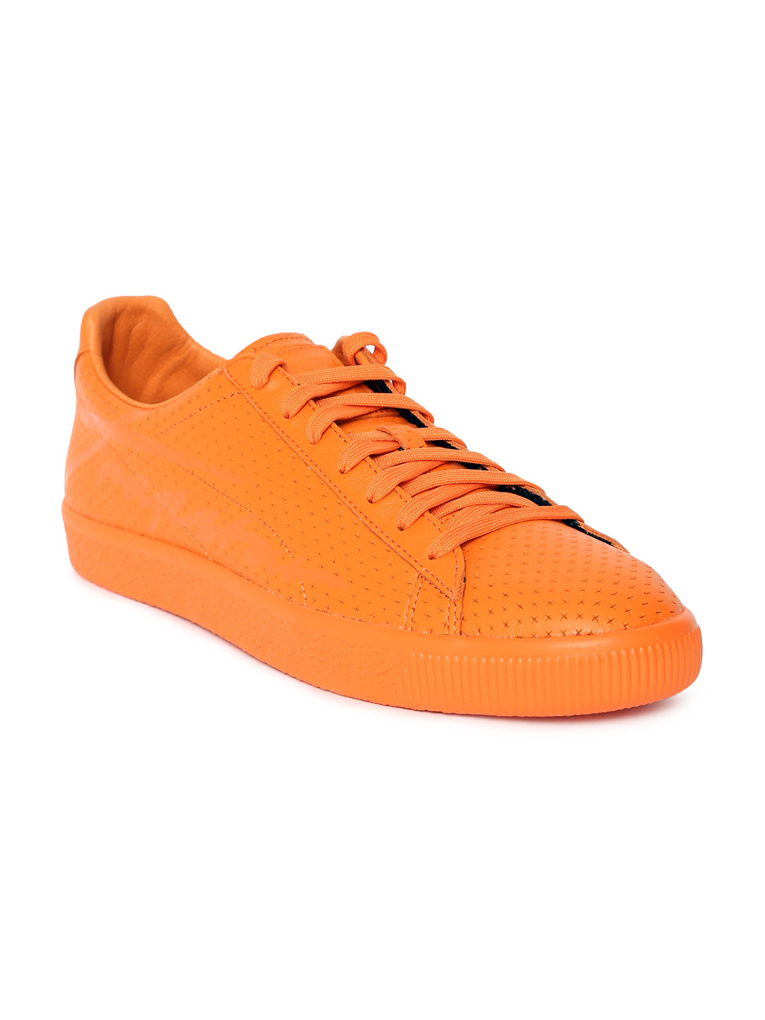 Buy Puma Unisex Orange Clyde Perforated TRAPSTAR Leather Sneakers ...
