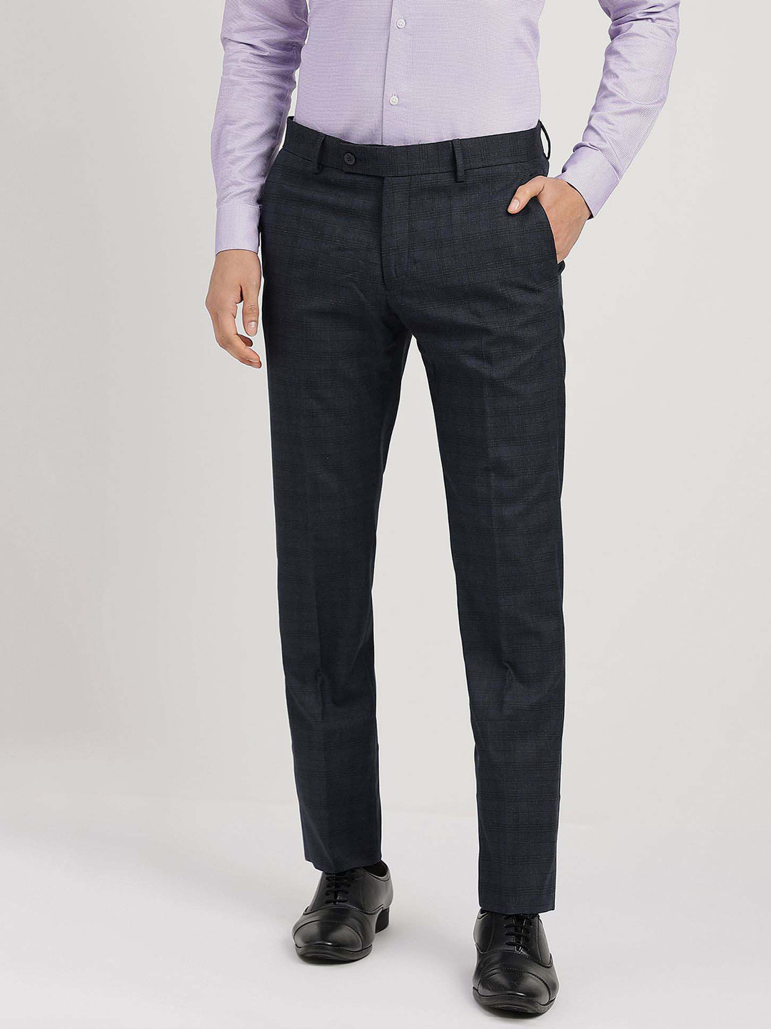 Buy Arrow Men Textured Checked Formal Trousers - Trousers for Men ...