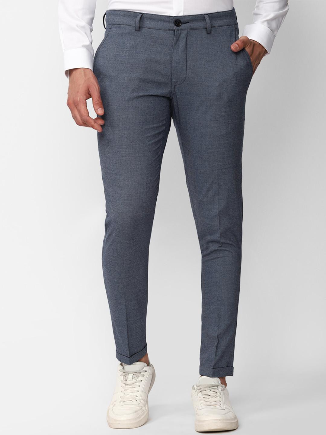 Buy SIMON CARTER LONDON Men Mid Rise Slim Fit Formal Trousers ...