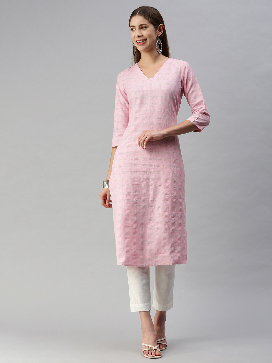 Buy HRITIKA Women Pink Checked Kurta - Kurtas for Women 22715740 | Myntra