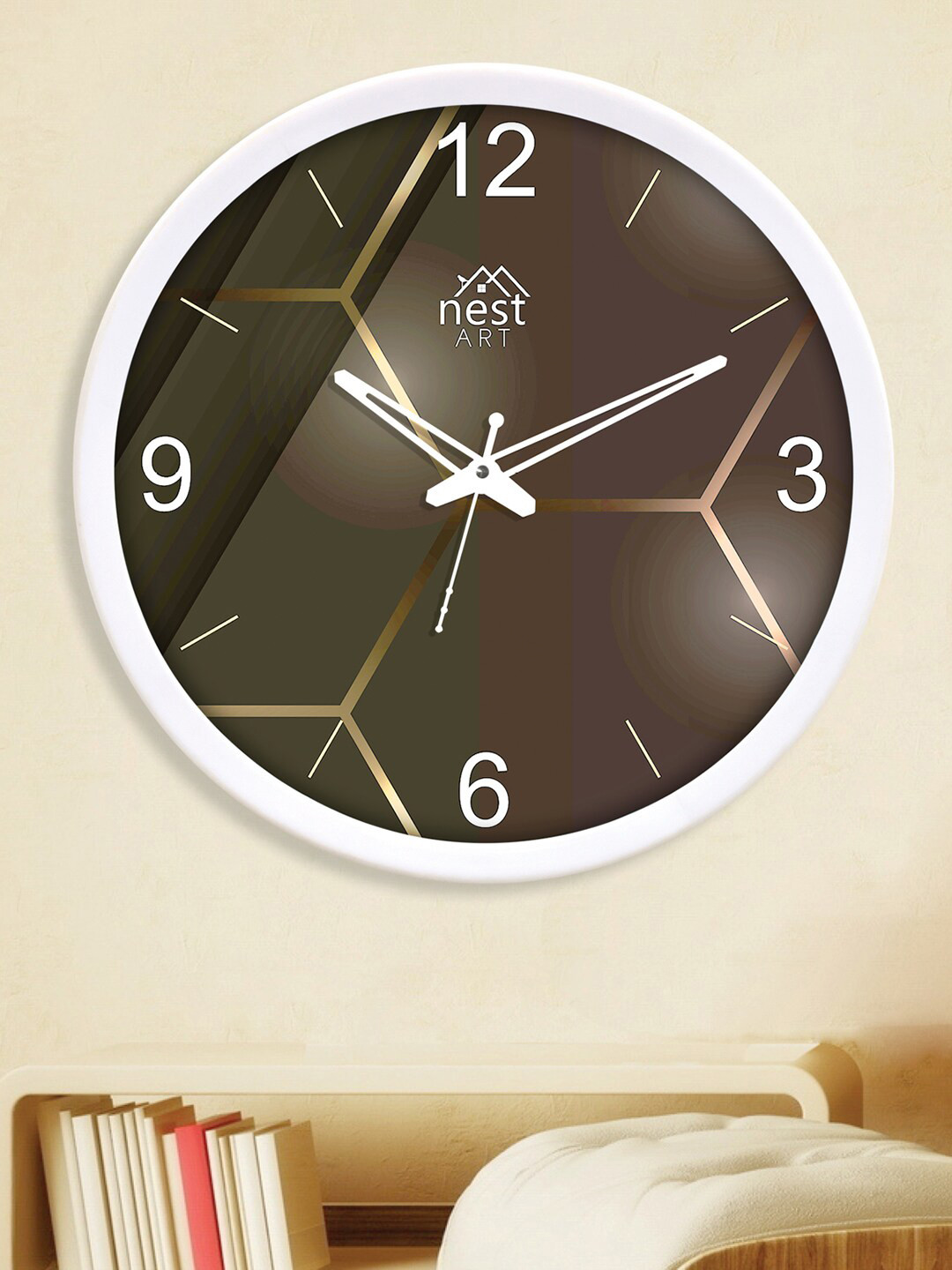 Buy Nest ART Brown & White Printed Contemporary Wall Clock - Clocks for ...