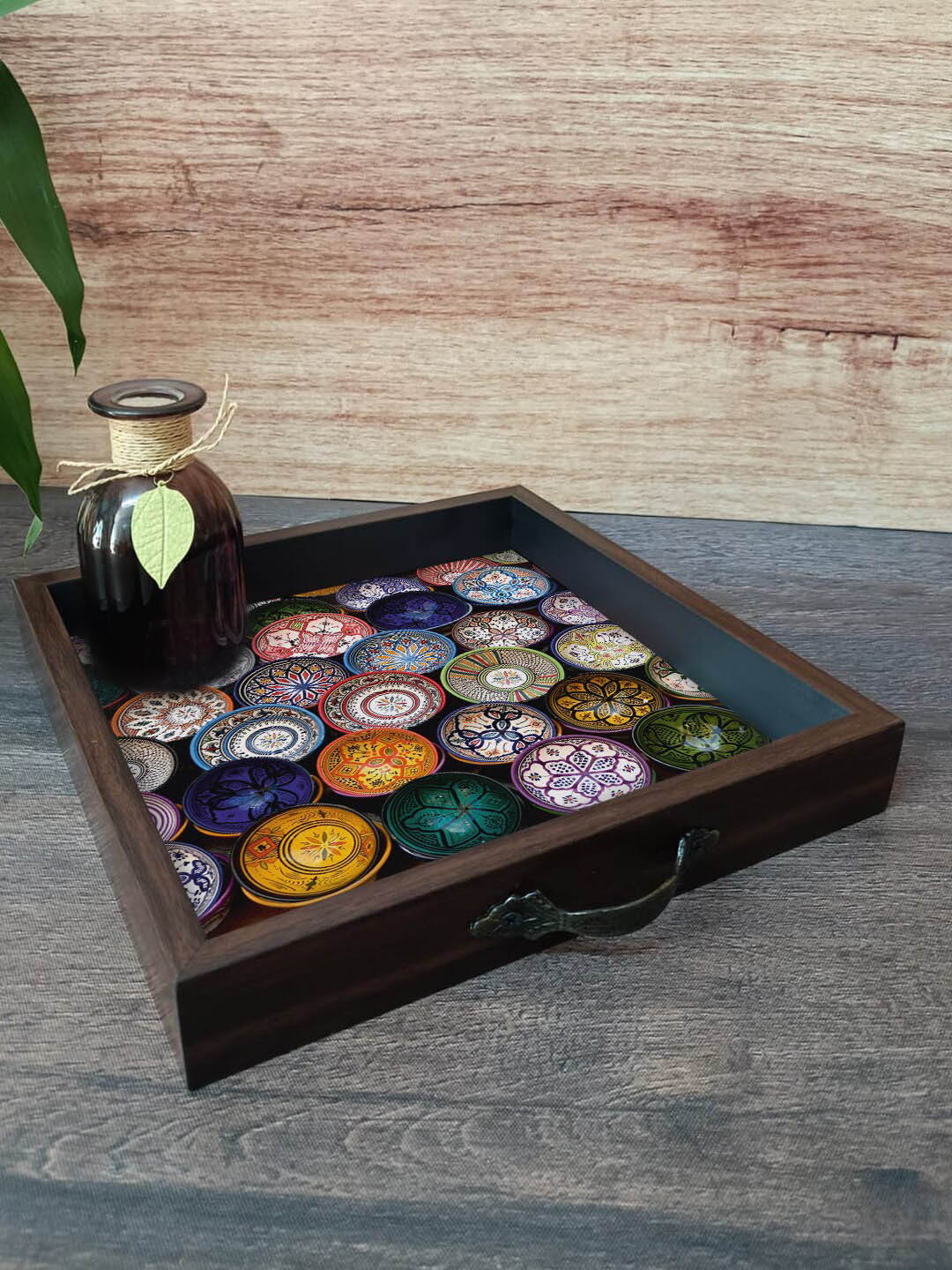 Buy PAPER PLANE DESIGN Brown Printed Serving Tray - Serving Tray for ...