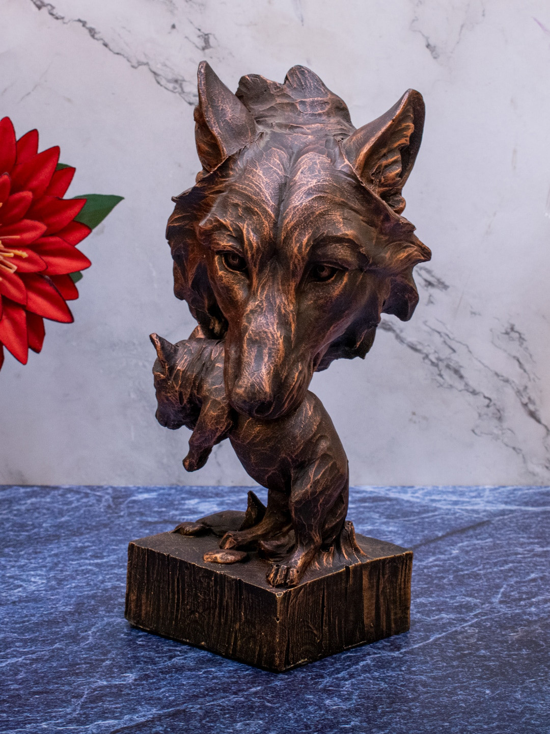 Buy StatueStudio Copper Toned Fox Face Showpiece - Showpieces for ...