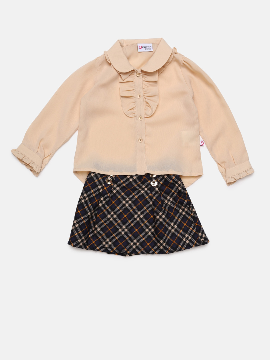 Buy Peppermint Girls Beige & Navy Printed Co Ords Set - Clothing Set ...