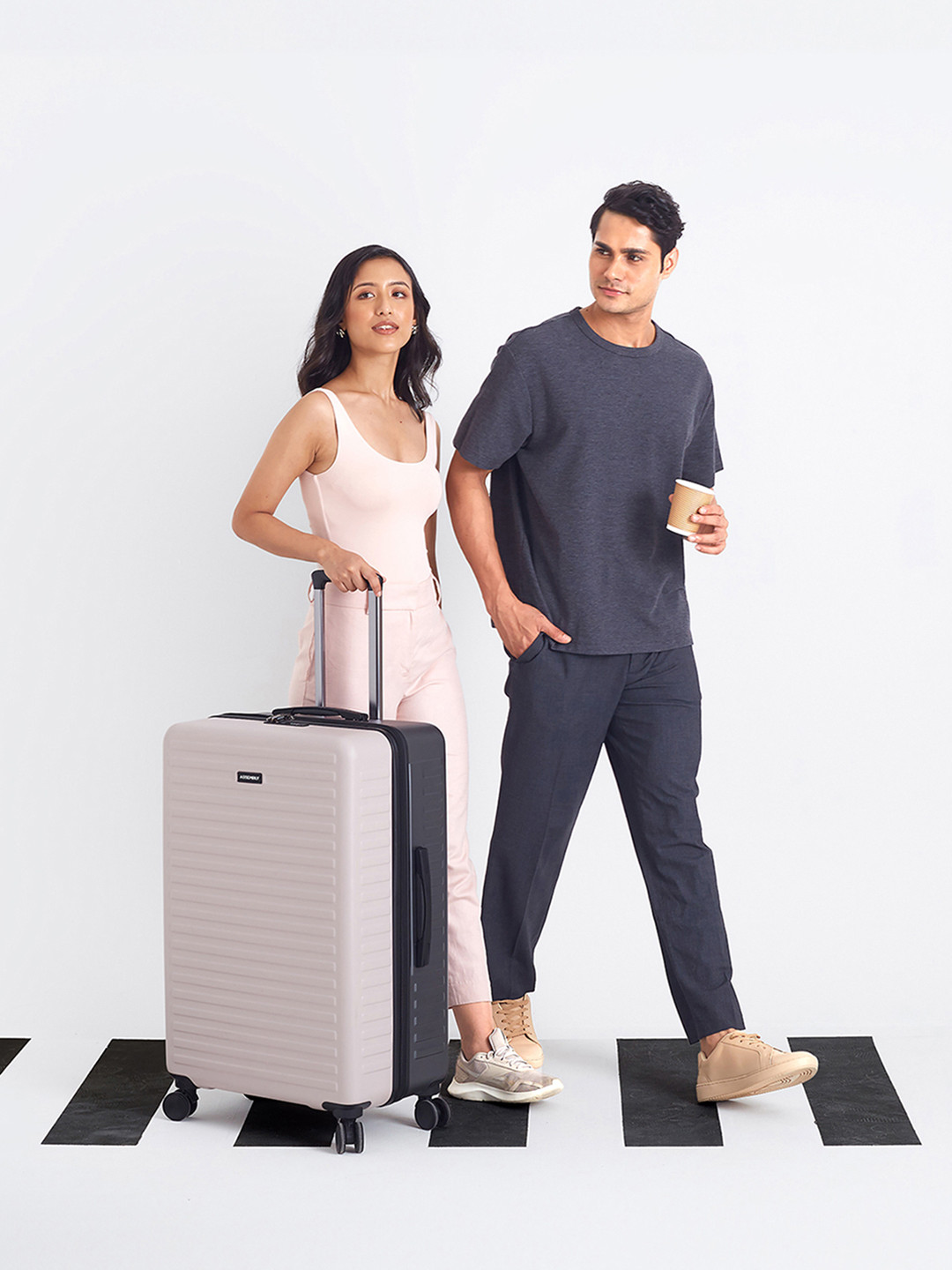 Buy Assembly Two Tone Medium Check In Luggage 24 Inches Lightweight ...