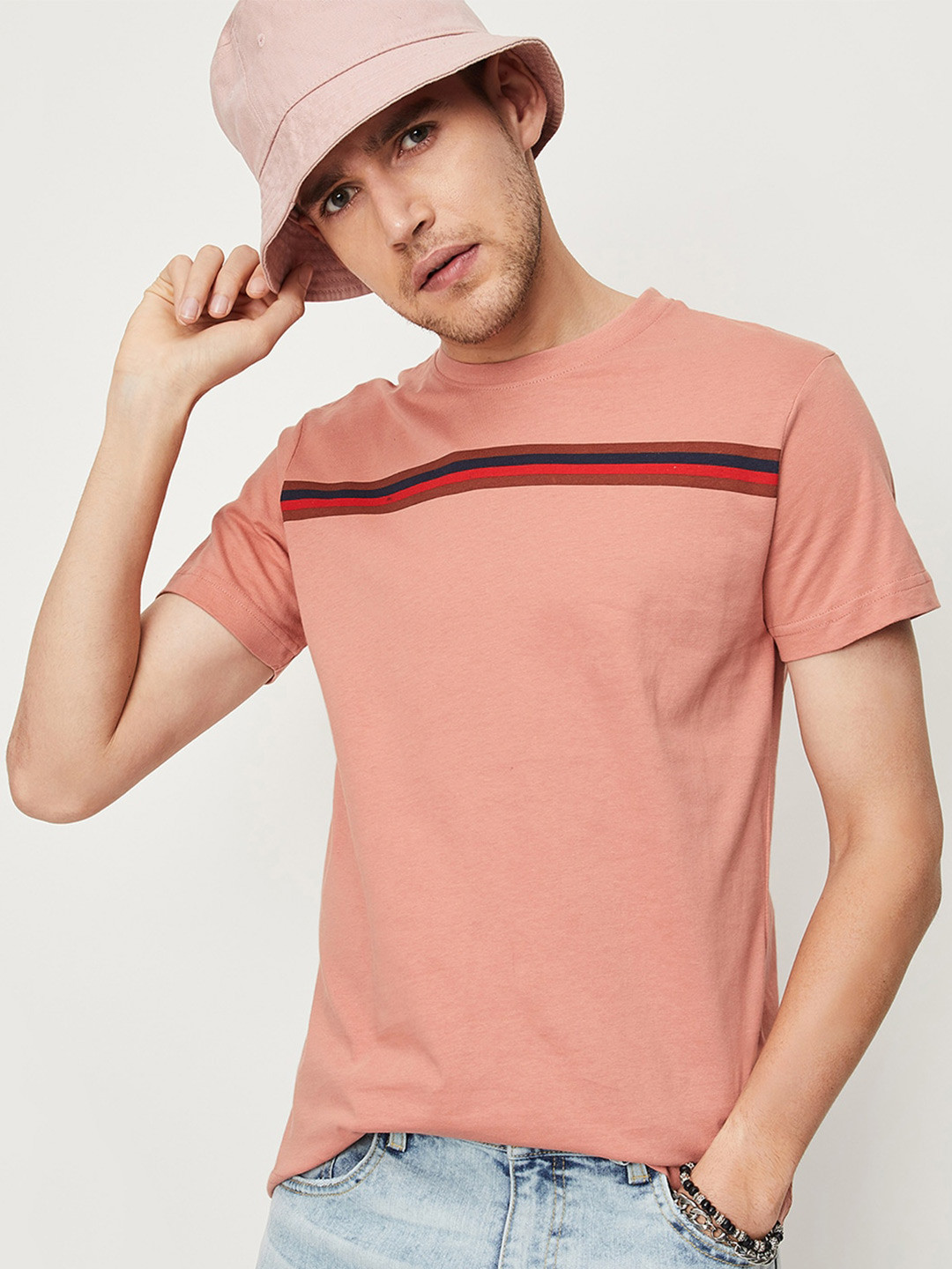 Buy Max Round Neck Striped Cotton T Shirt - Tshirts for Men 22725446 ...