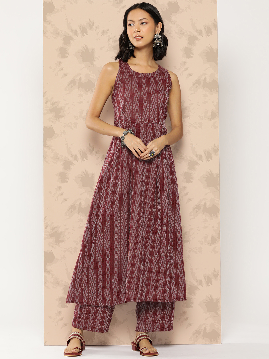 Buy InWeave Pure Cotton Ikat Kantha Work Kurta With Trousers - Kurta ...