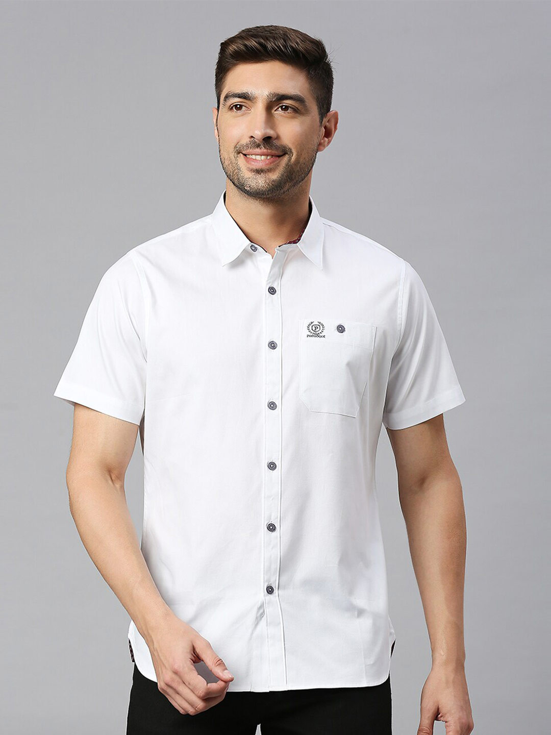 Buy Provogue Classic Spread Collar Slim Fit Cotton Casual Shirt ...