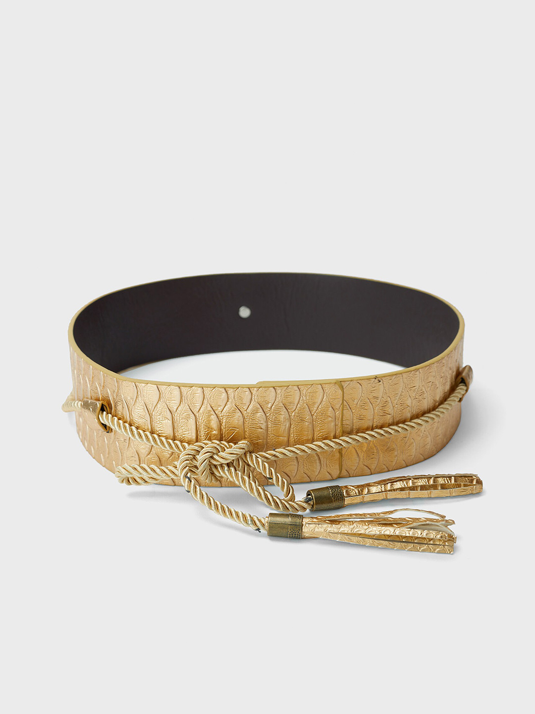 Buy 20Dresses Women Gold Toned Textured Tie Up Detail Belt - Belts for ...