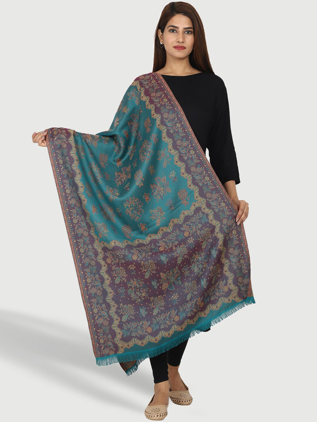 Buy SWI Stylish Women Ethnic Motifs Woven Design Woolen Stole - Stoles ...