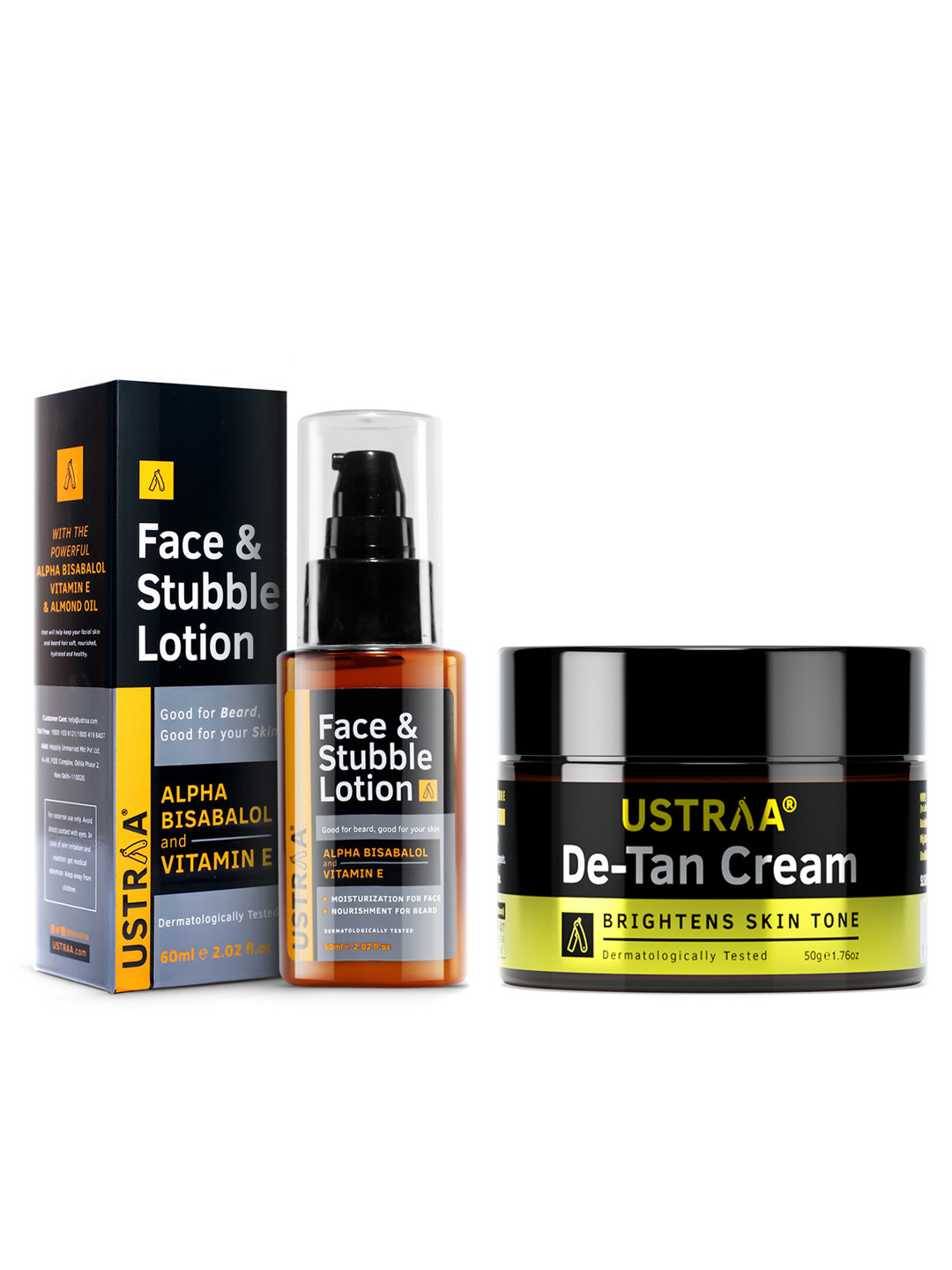 Buy Ustraa Men Combo Of De Tan Face Cream 50g + Face & Stubble Lotion ...