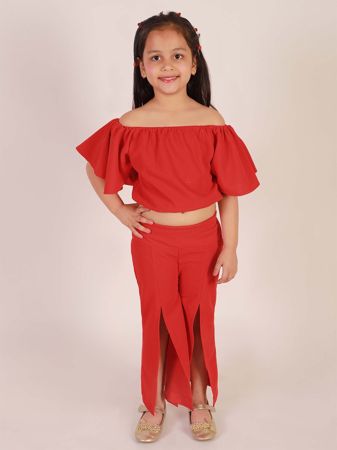 Buy Ameeha Girls Off Shoulder Top With Palazzos Set - Clothing Set for ...