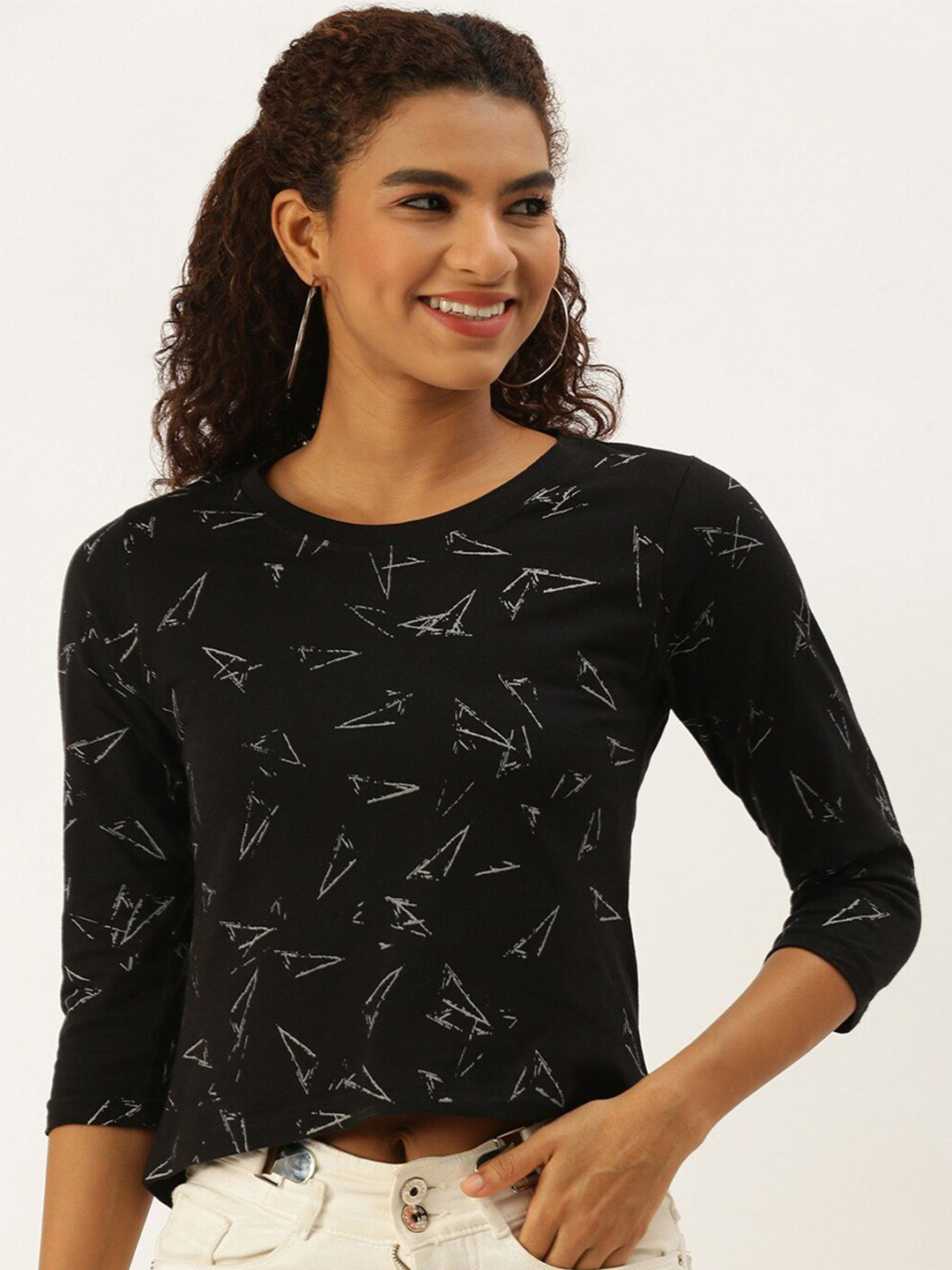 Buy Kryptic Geometric Printed Cotton T Shirt - Tshirts for Women ...