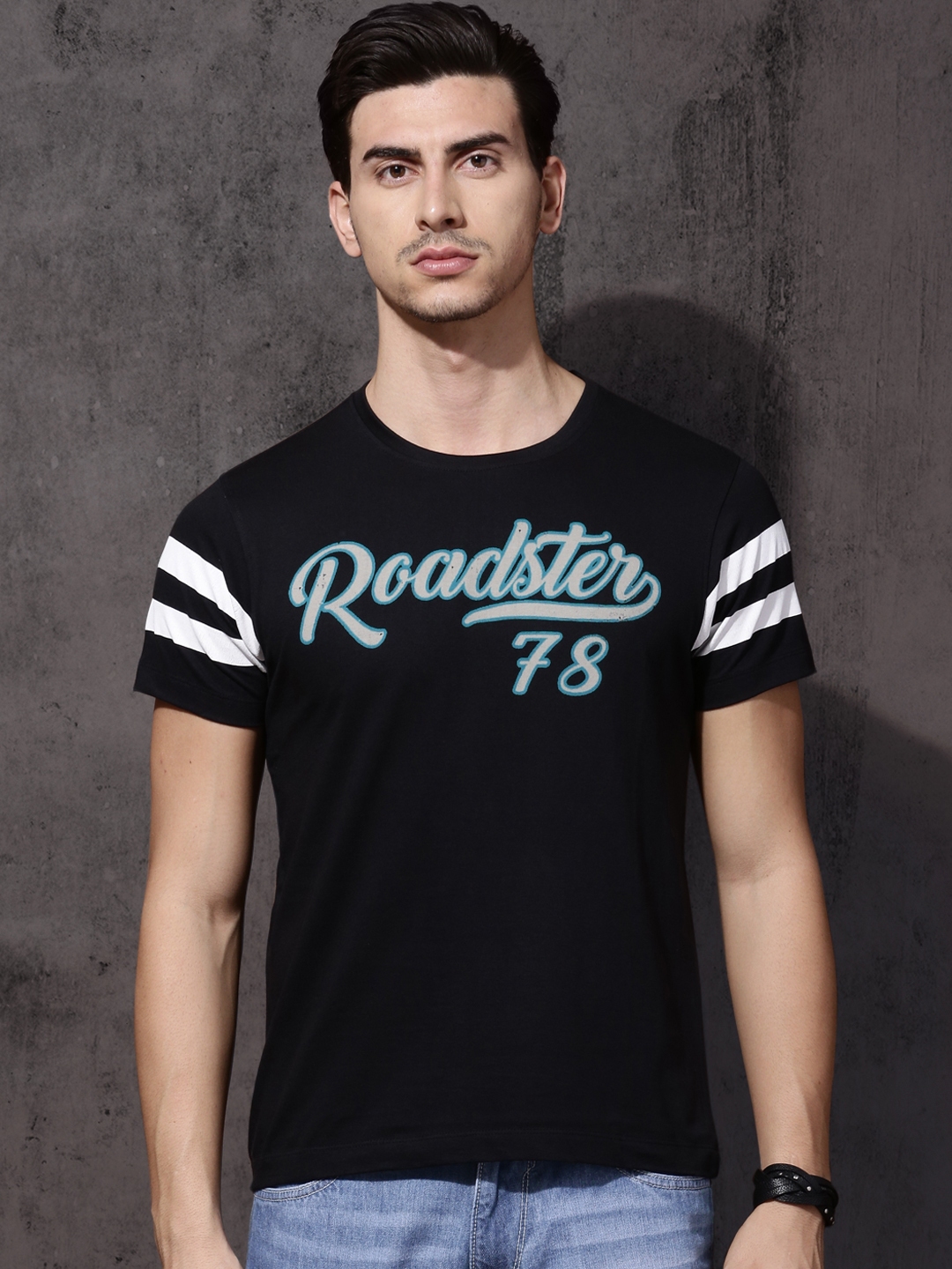 Buy Roadster Men Black Printed Round Neck Pure Cotton T Shirt - Tshirts ... Buy Roadster Men Black Printed Round Neck Pure Cotton T Shirt - Tshirts ...