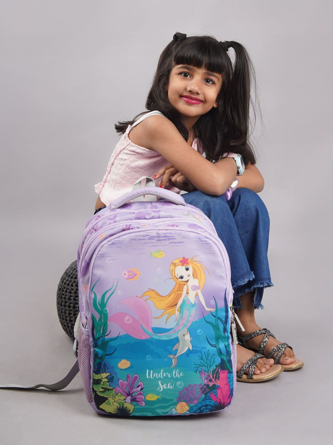 Buy VISMIINTREND Girls Mermaid Printed 16" School Bag Backpack ...