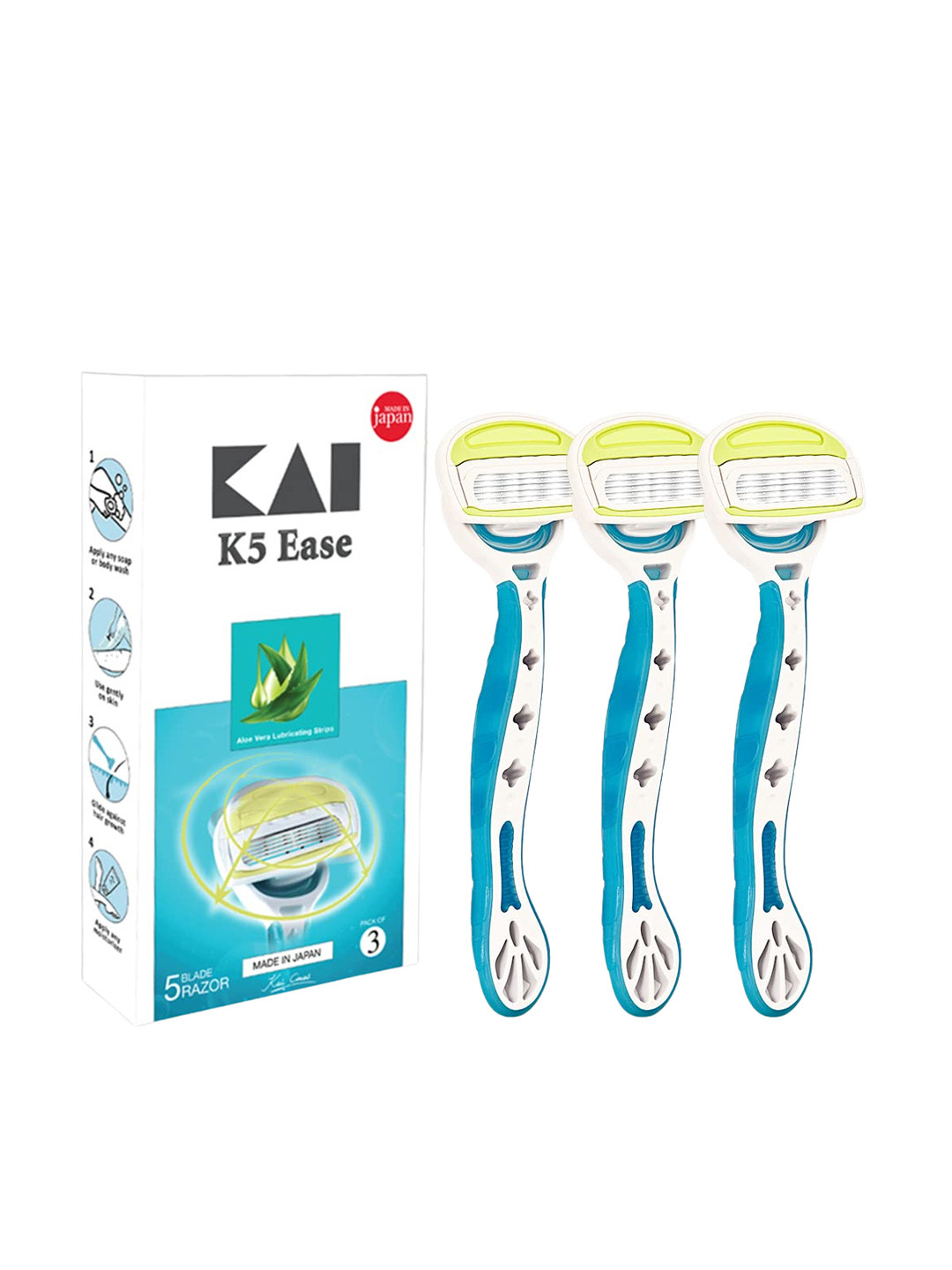 Buy KAI Set Of 3 K5 Ease 5 Blade Body Razors With The Goodness Of Aloe ...